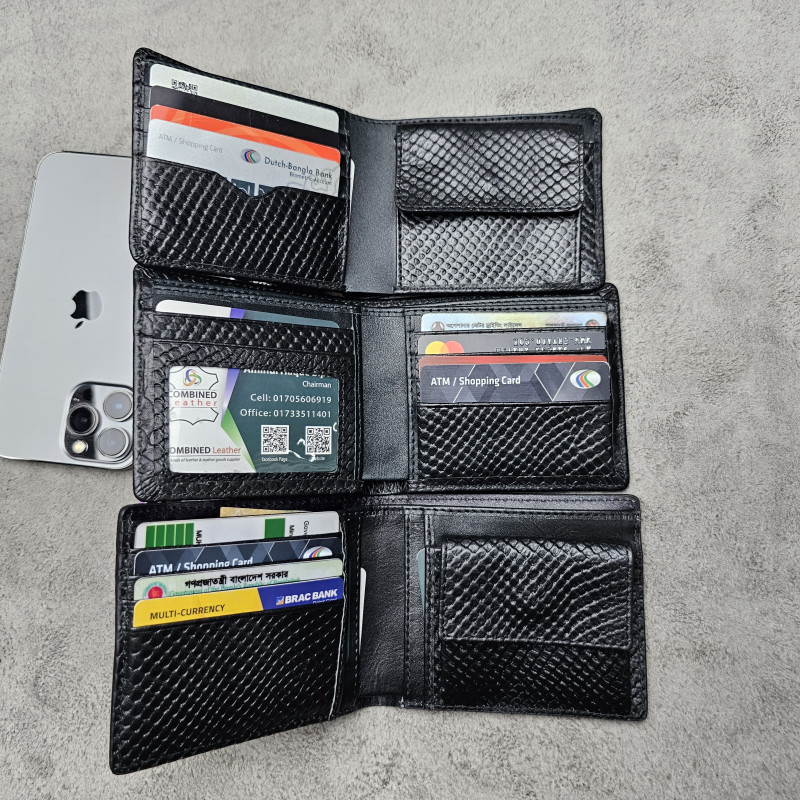 Combined Leather BD - Coco print bifold wallet