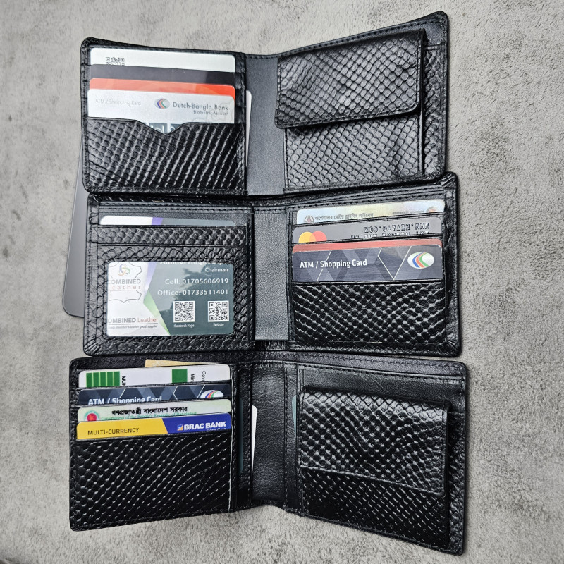 Combined Leather BD - Coco print bifold wallet