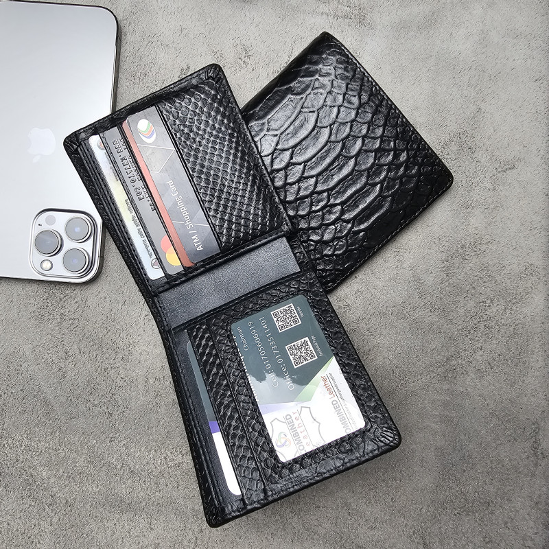 Combined Leather BD - Coco print bifold wallet